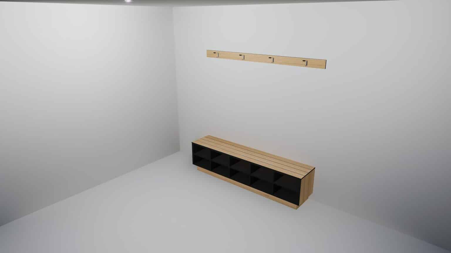 Bench Seating – Shoe Box Wall With Coat Rail (SBW-C) - Duracube