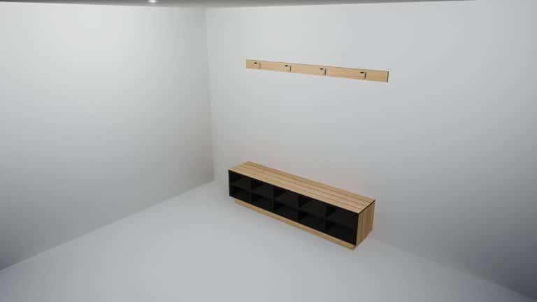 Bench Seating – Shoe Box Wall With Coat Rail (SBW-C) - Duracube