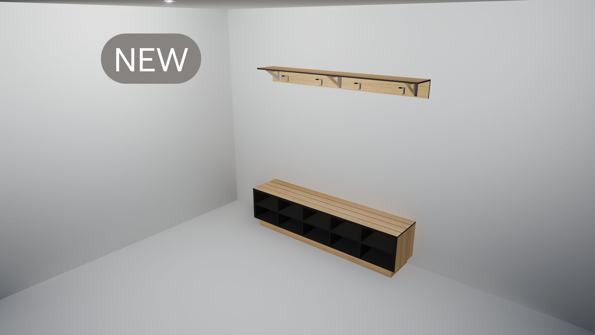 Bench Seating – Shoe Box Wall With Shelving (SBW-S) - Duracube